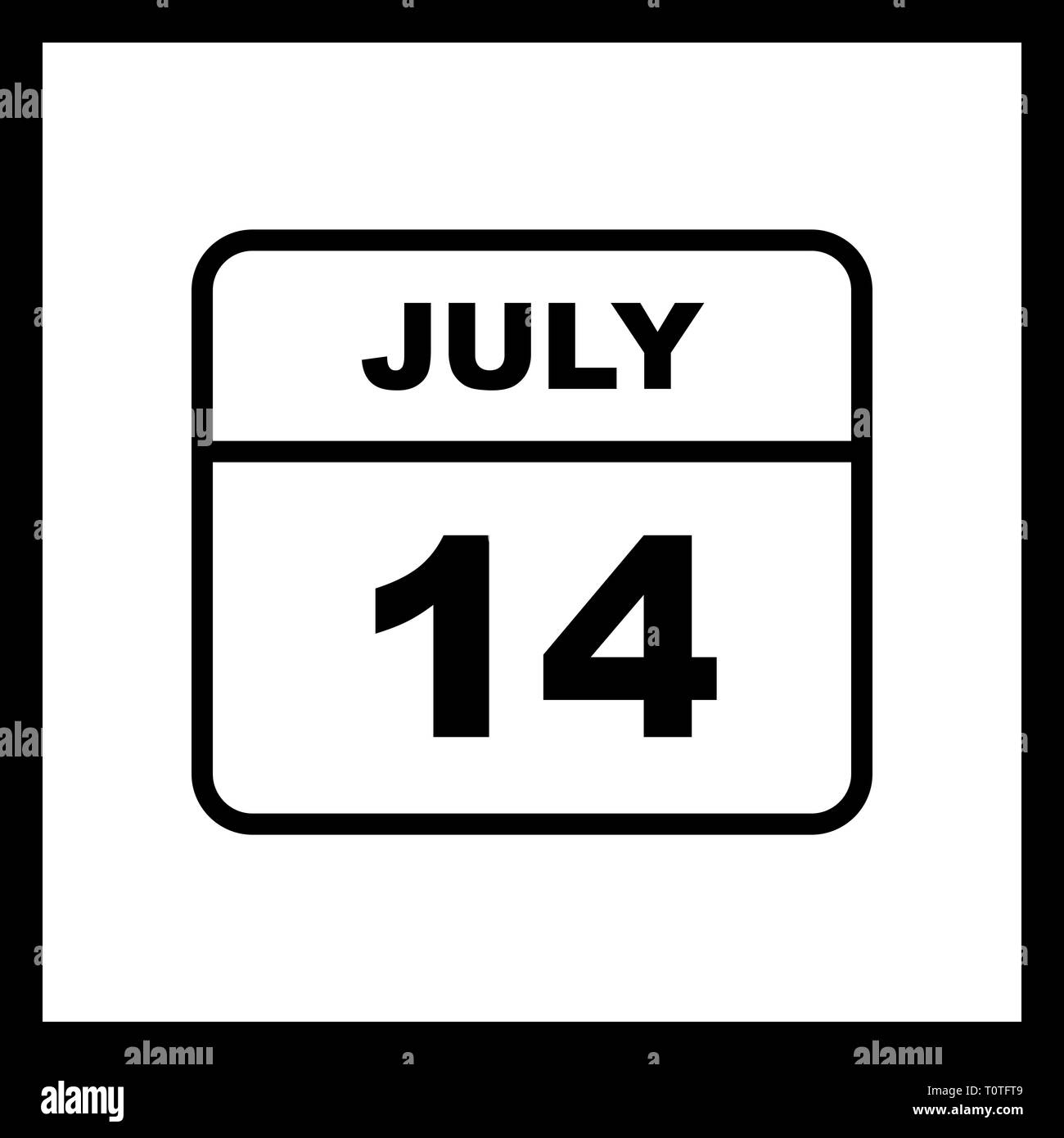 July 14th Date on a Single Day Calendar Stock Photo - Alamy