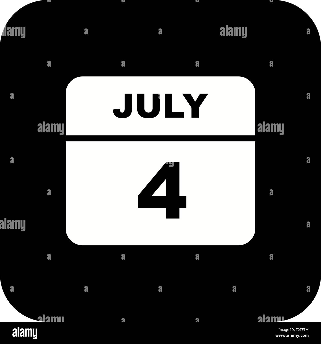 July 4th Date on a Single Day Calendar Stock Photo - Alamy