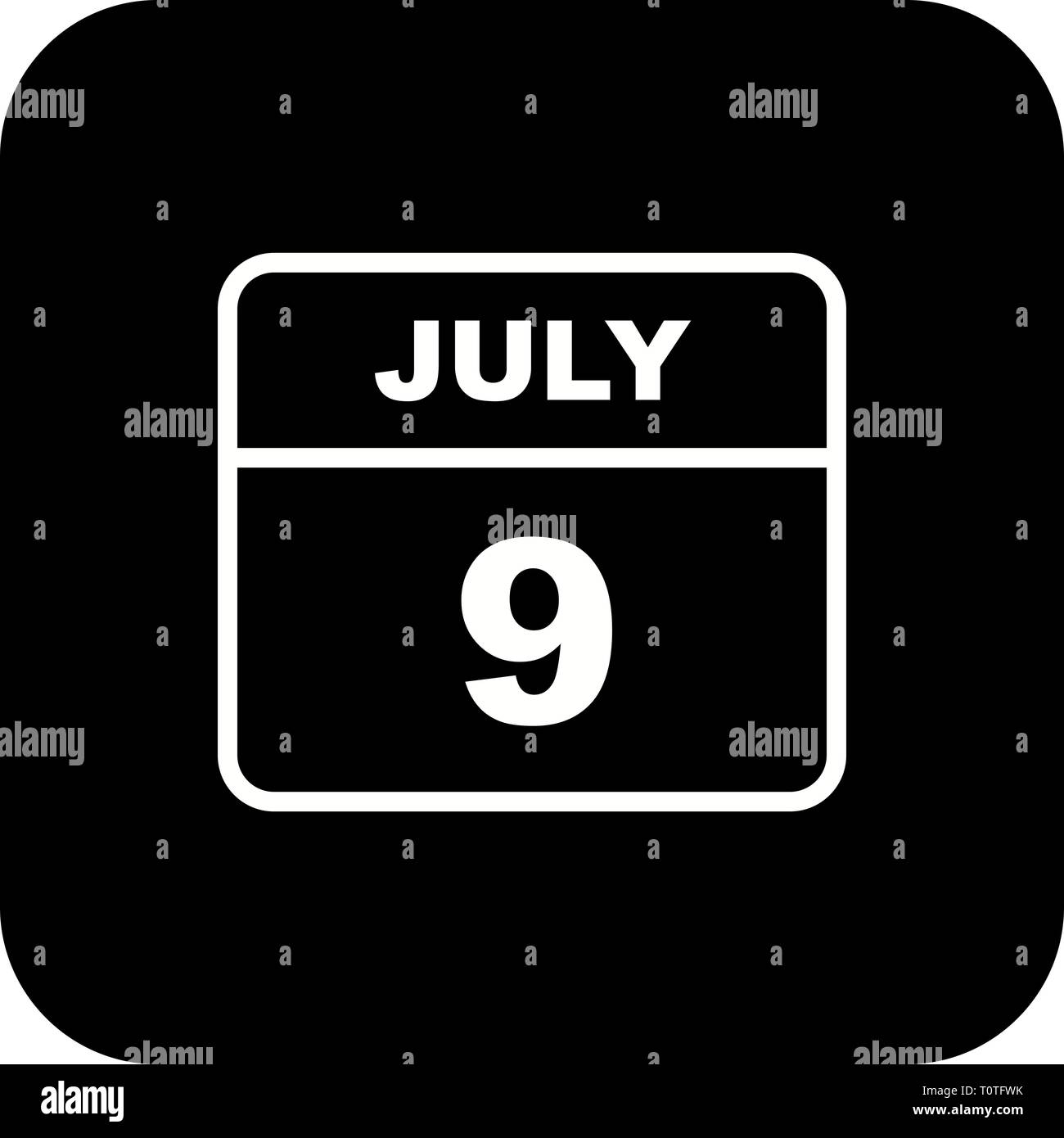 July 9th Date on a Single Day Calendar Stock Photo - Alamy