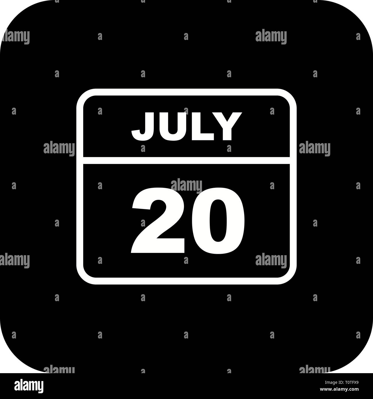 July 20th Date on a Single Day Calendar Stock Photo - Alamy