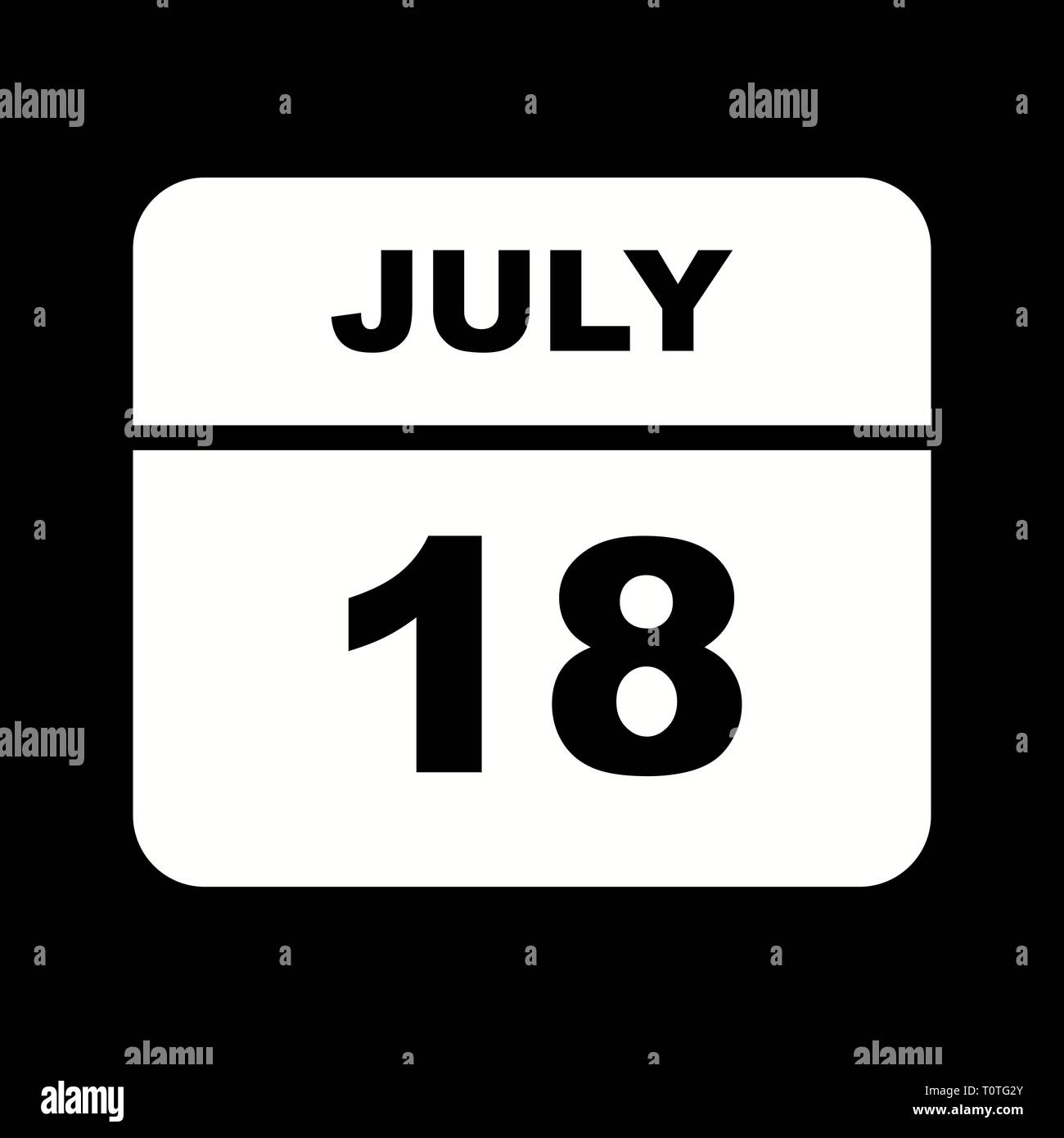 July 18th Date on a Single Day Calendar Stock Photo - Alamy
