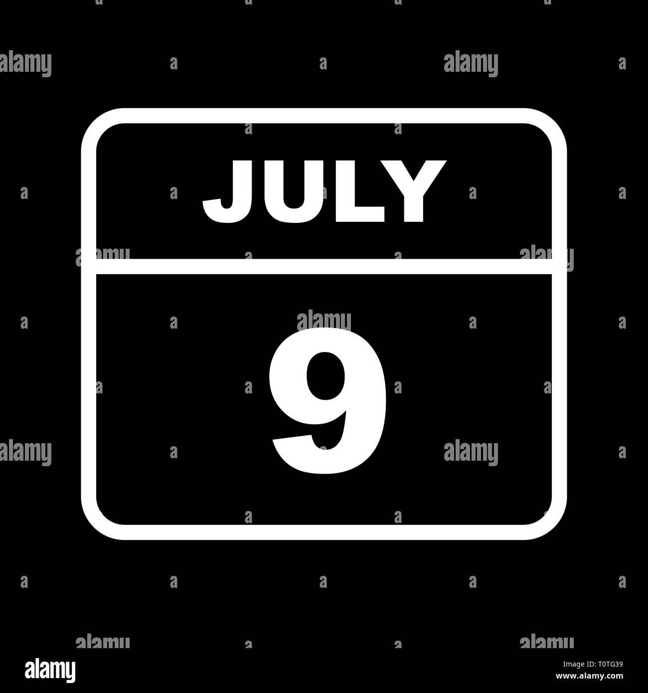 July 9th Date on a Single Day Calendar Stock Photo - Alamy