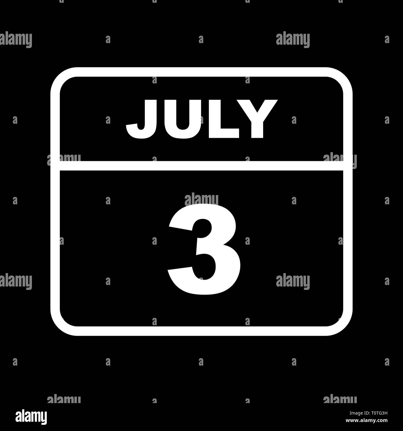 July 3rd Date on a Single Day Calendar Stock Photo - Alamy