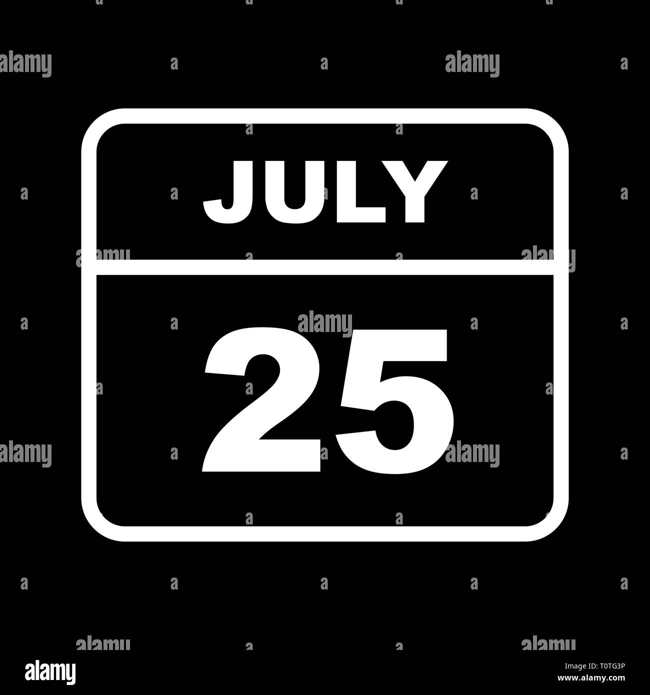 July 25th Date on a Single Day Calendar Stock Photo - Alamy