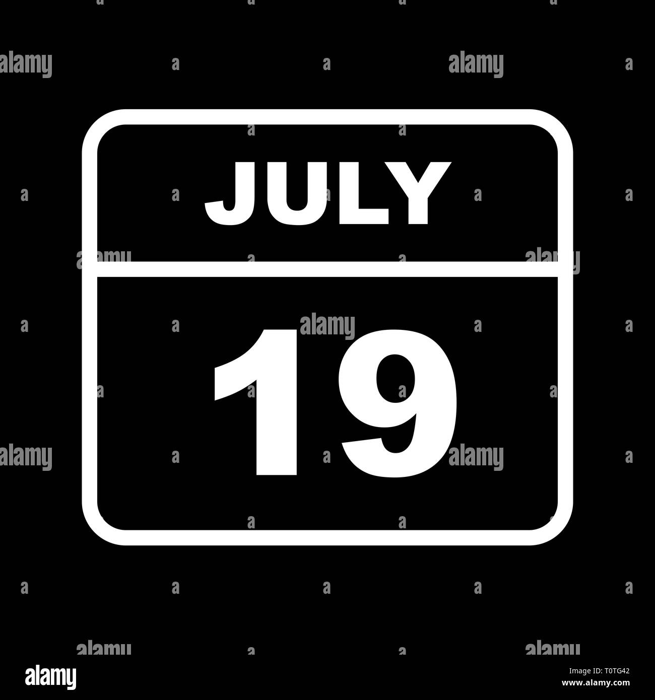 July 19th Date on a Single Day Calendar Stock Photo - Alamy
