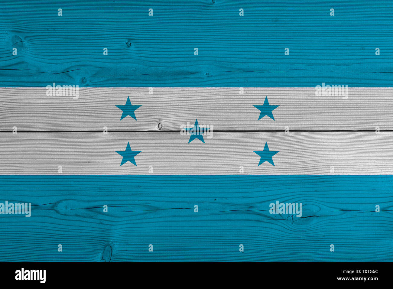 Honduras flag painted on old wood plank. Patriotic background. National ...