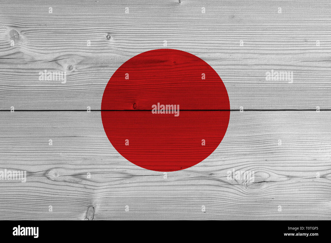 Japan flag painted on old wood plank. Patriotic background. National ...
