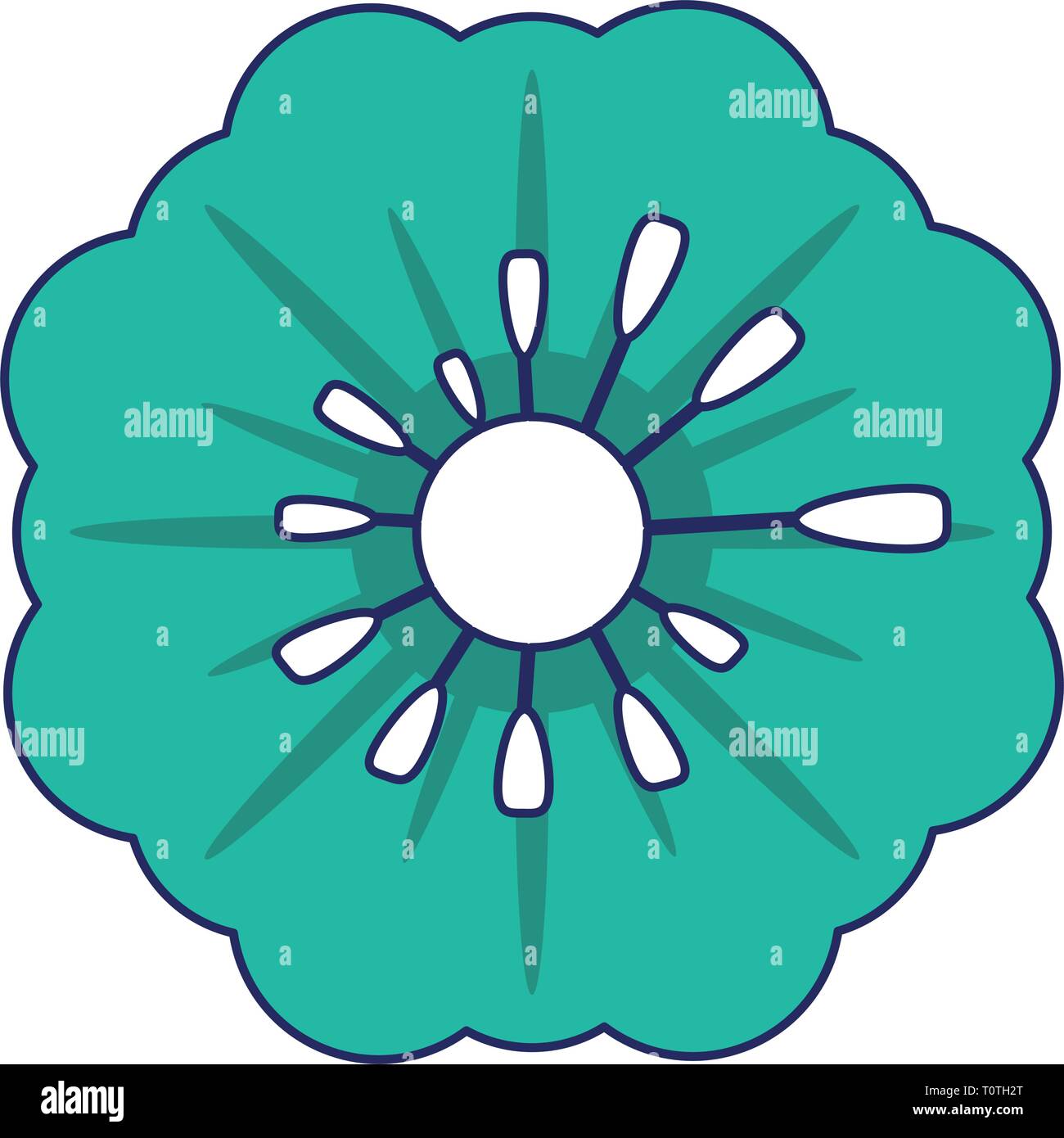 Beautiful flower cartoon isolated blue lines Stock Vector Image & Art ...