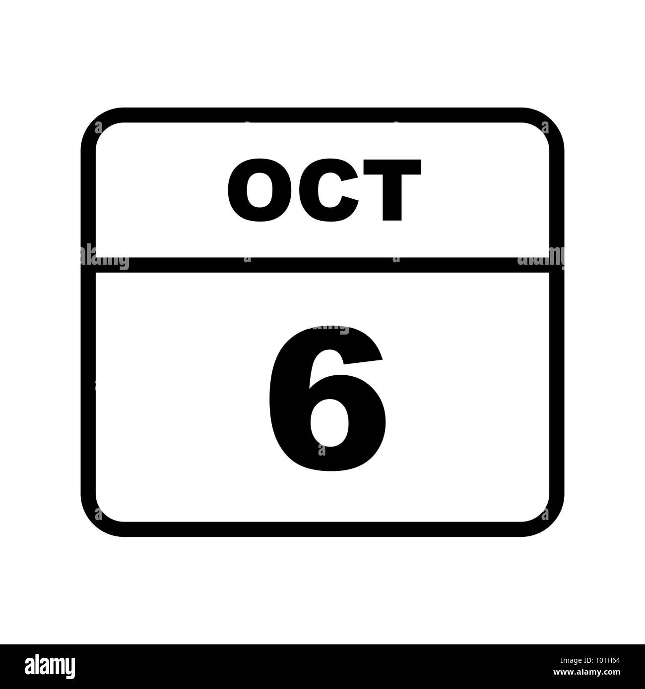 October 6th Date on a Single Day Calendar Stock Photo - Alamy