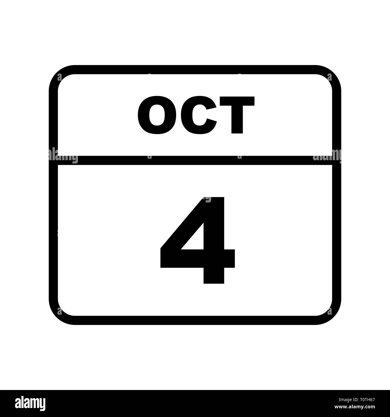 October 4th Date on a Single Day Calendar Stock Photo - Alamy