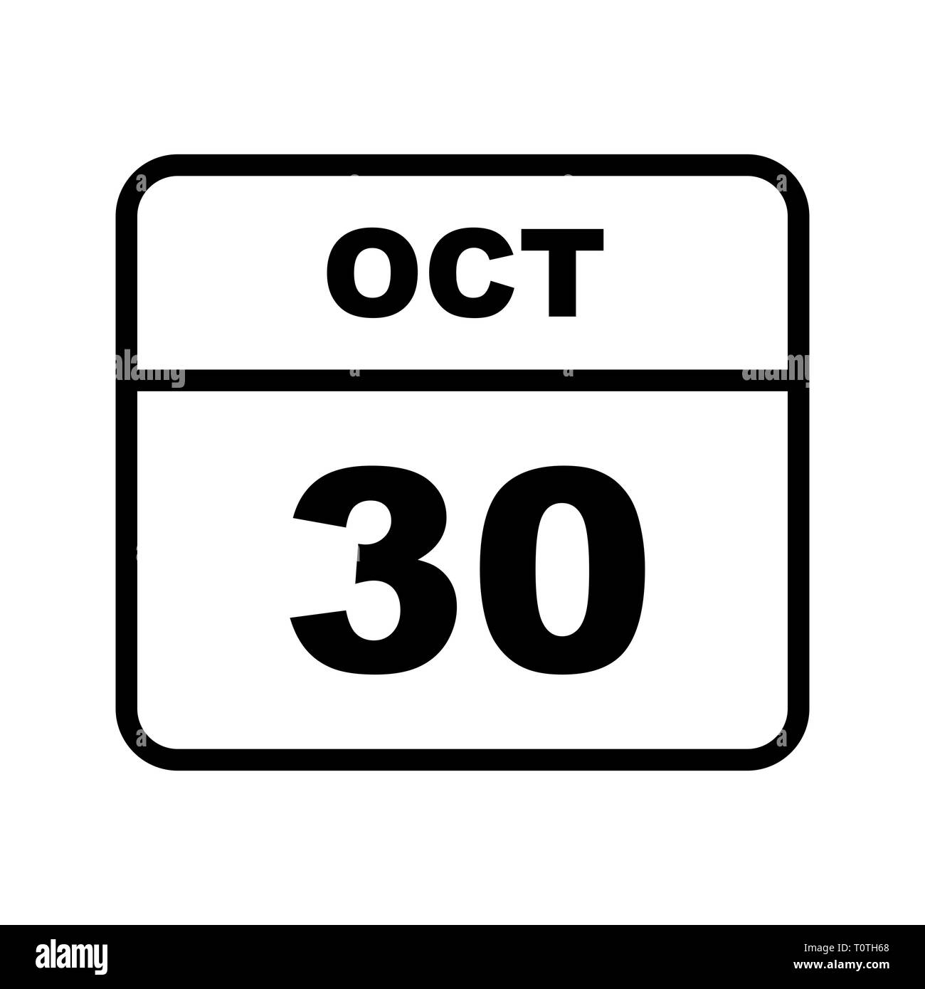 October 30th Date on a Single Day Calendar Stock Photo - Alamy