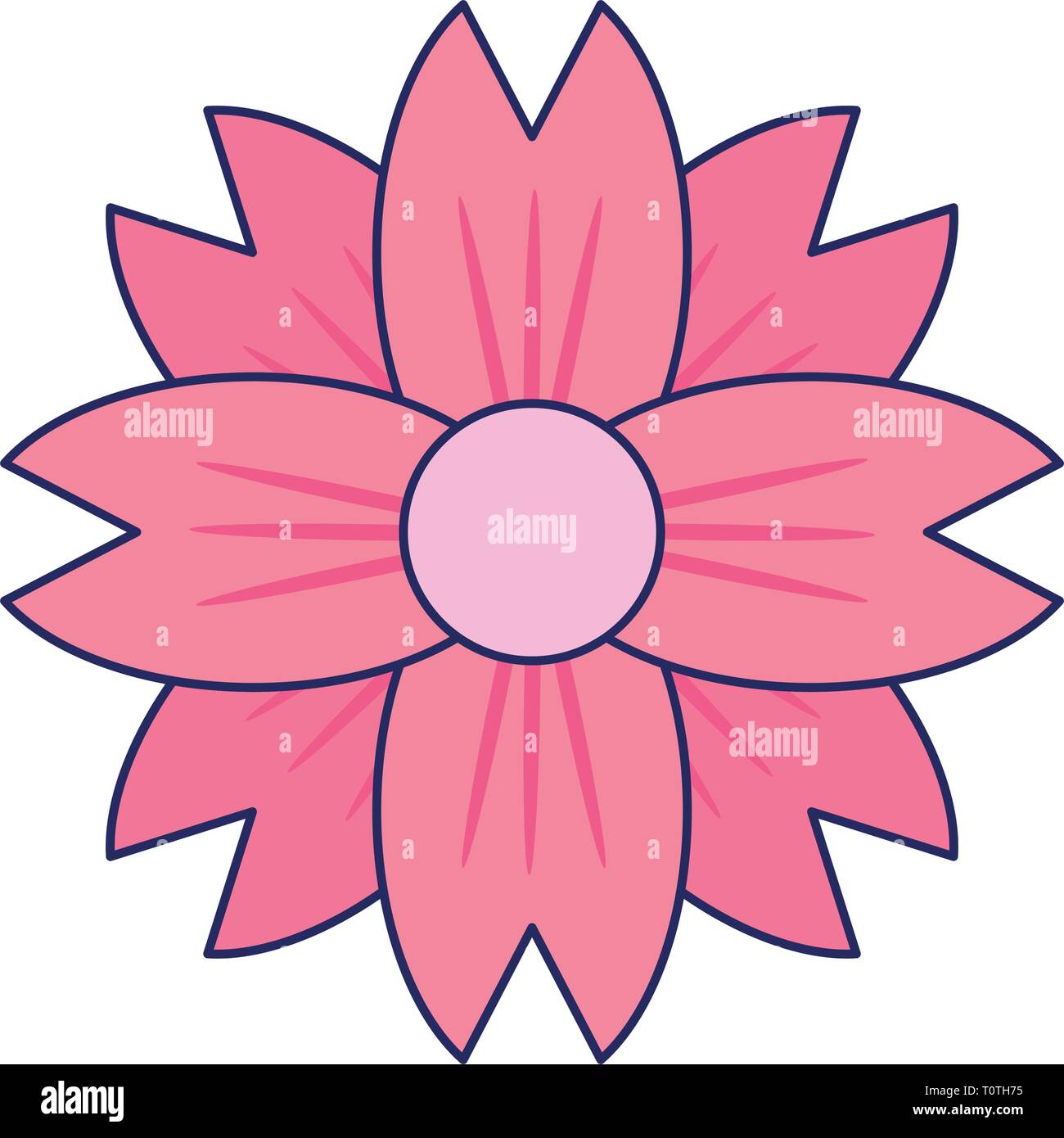 Beautiful flower cartoon isolated blue lines Stock Vector Image & Art ...