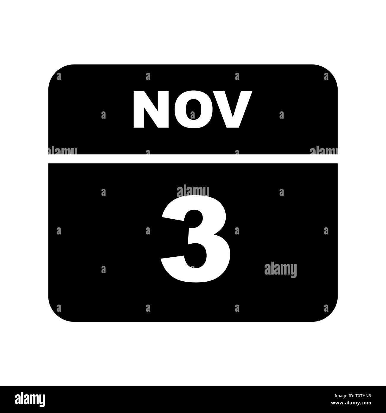 Calendar date 3 november Cut Out Stock Images & Pictures - Alamy