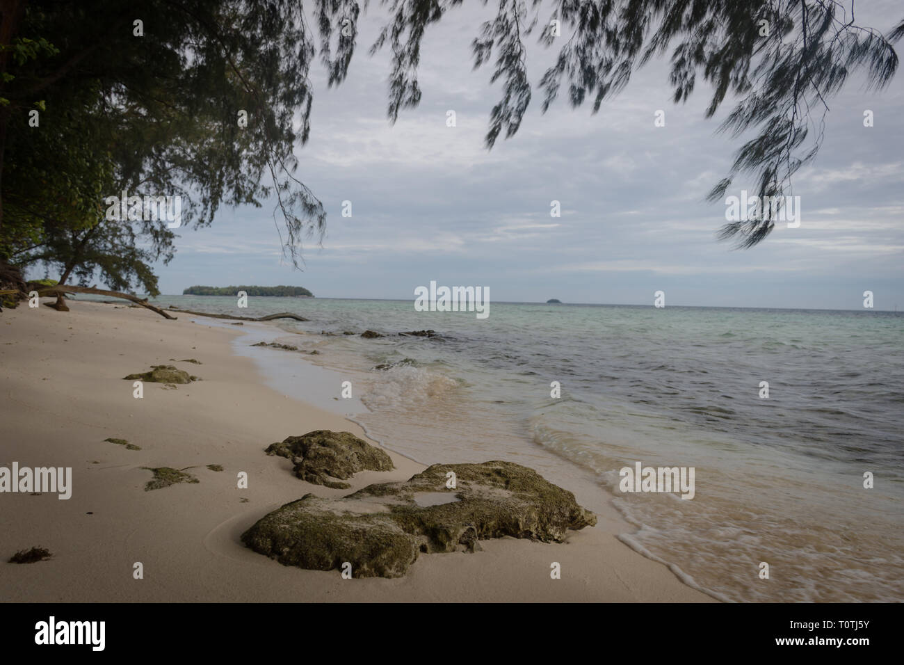 Panorama view of beautiful seashore at Perak Island, Indonesia ...