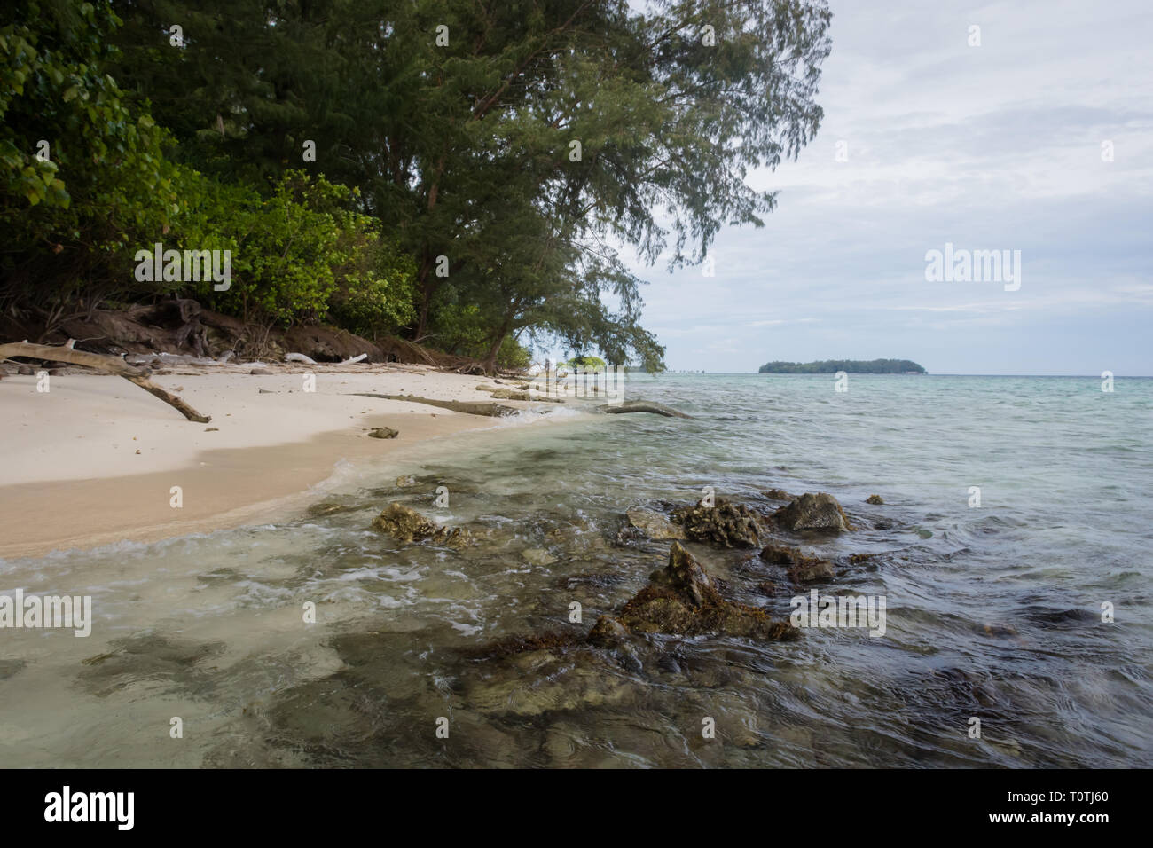 Panorama view of beautiful seashore at Perak Island, Indonesia ...