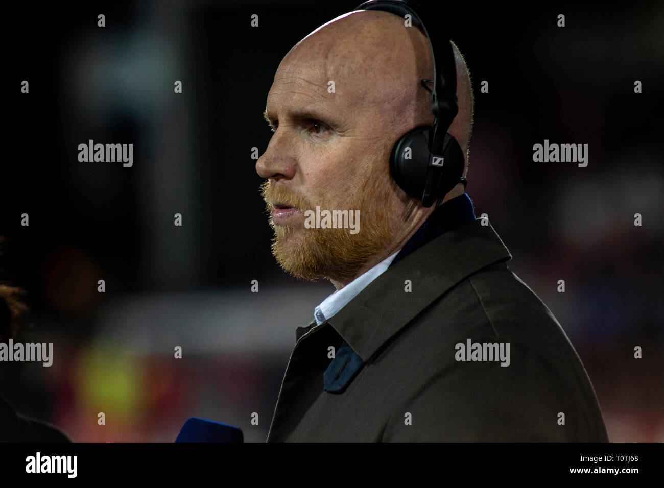 Former Welsh international John Hartson on media duty pre match. Wales ...