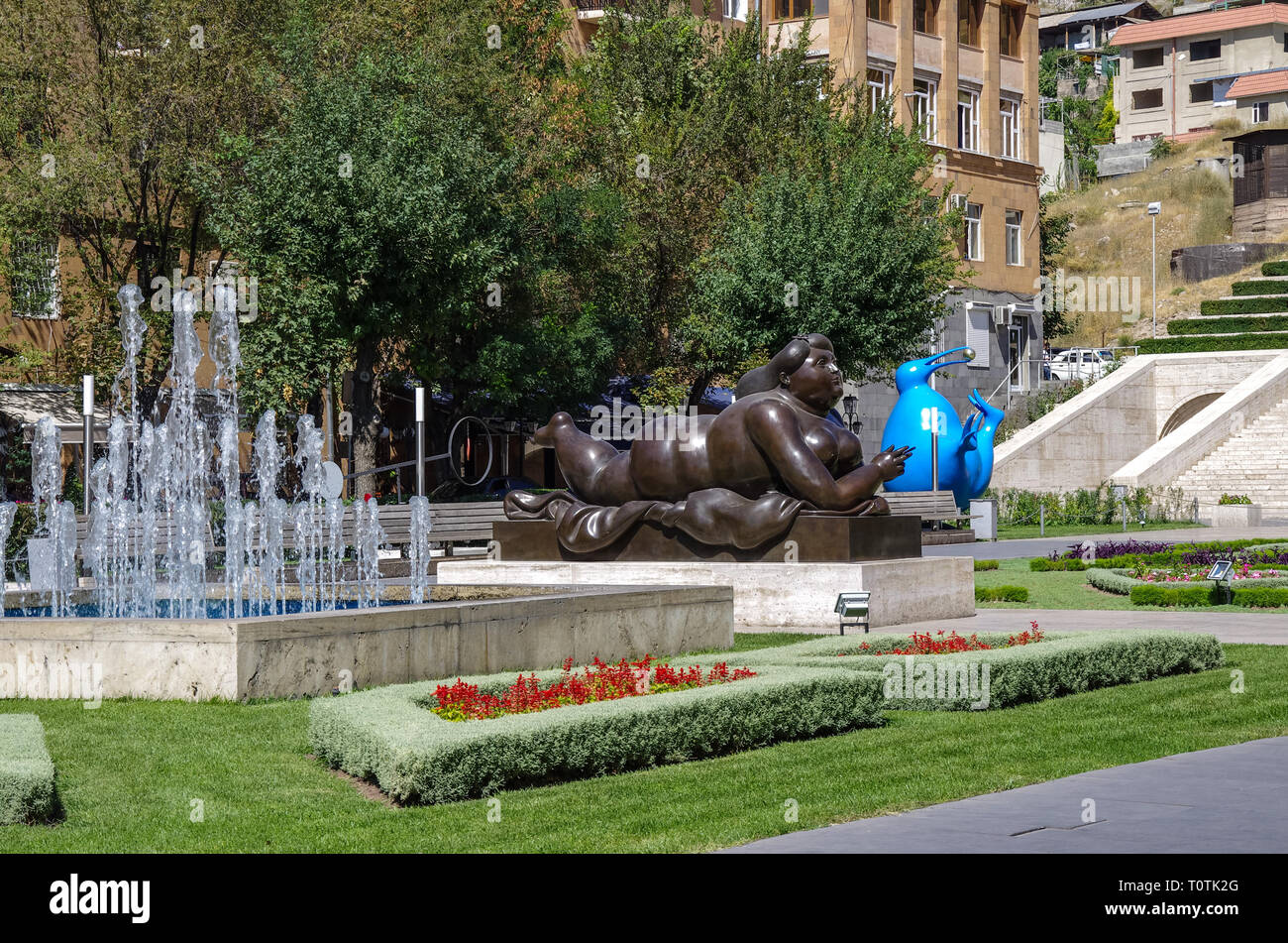 Yerevan, Armenia - September 14, 2013: Modern art statue near the ...