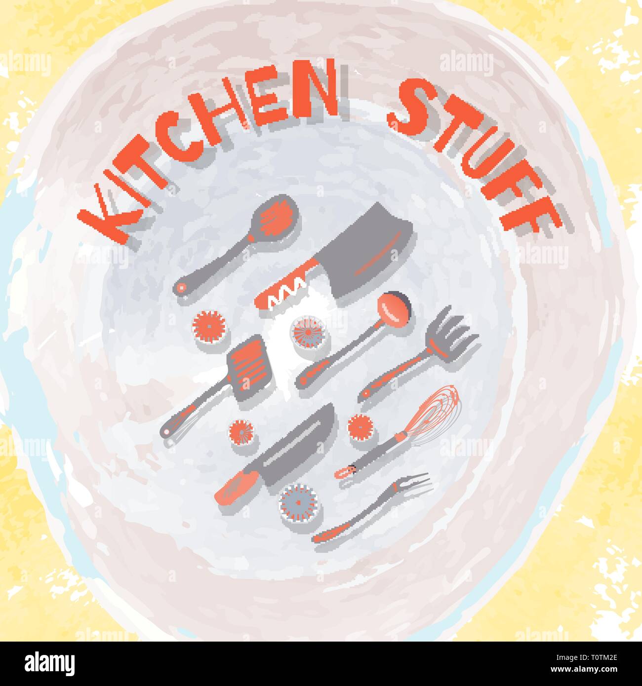 Cooking utensils and cutlery - hand drawn illustration set Stock Vector ...