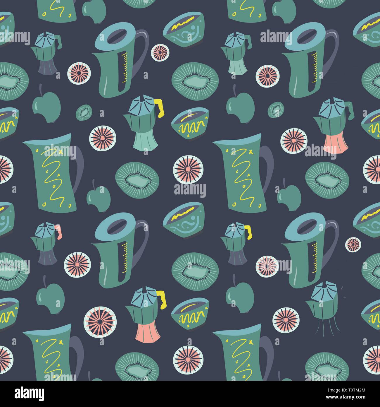 Kitchen appliances and fruits - seamless pattern Stock Vector Image ...