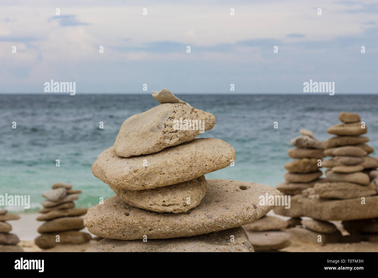 Cairn on the beach Stock Photo - Alamy