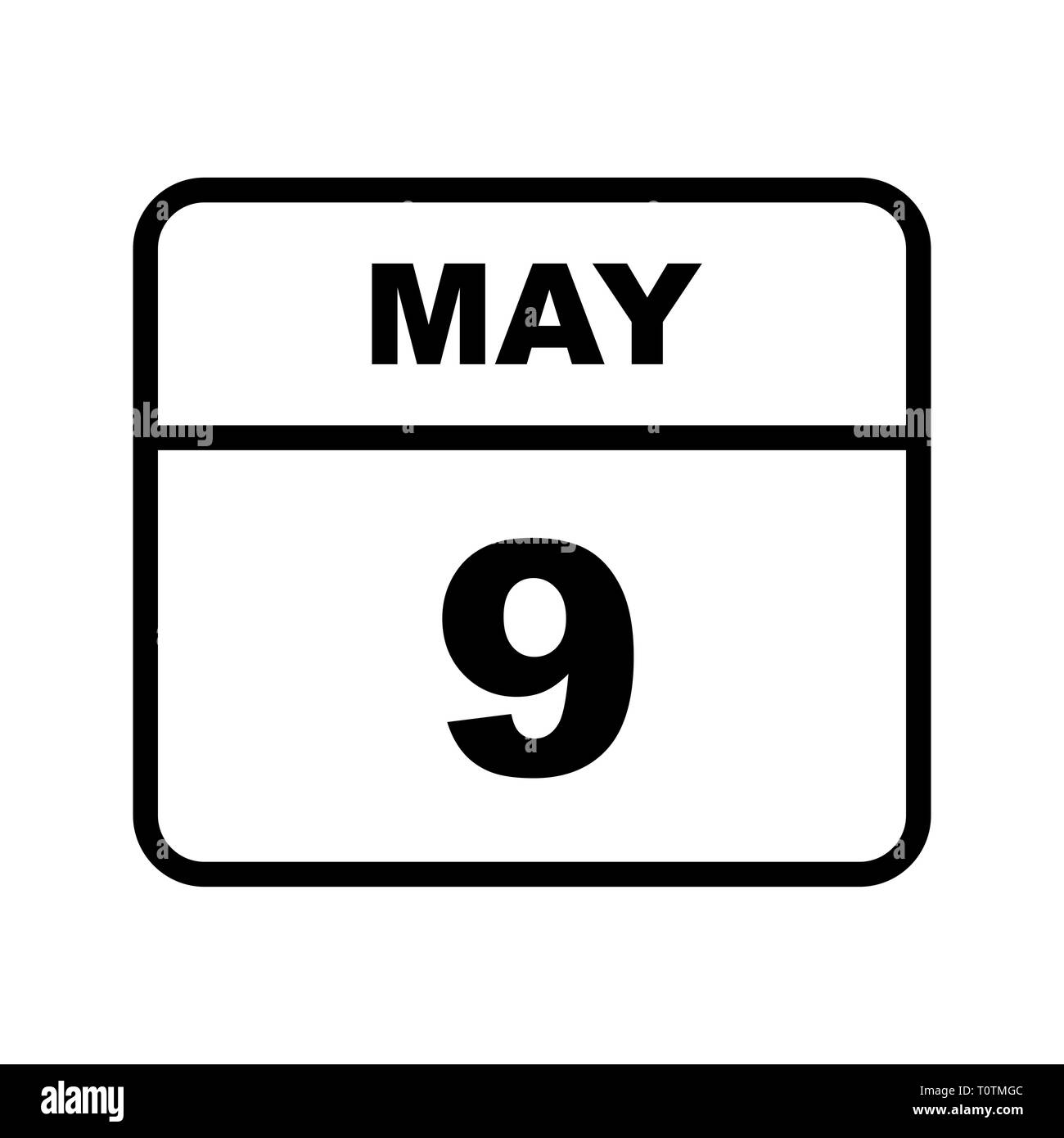 May 9th Date on a Single Day Calendar Stock Photo - Alamy