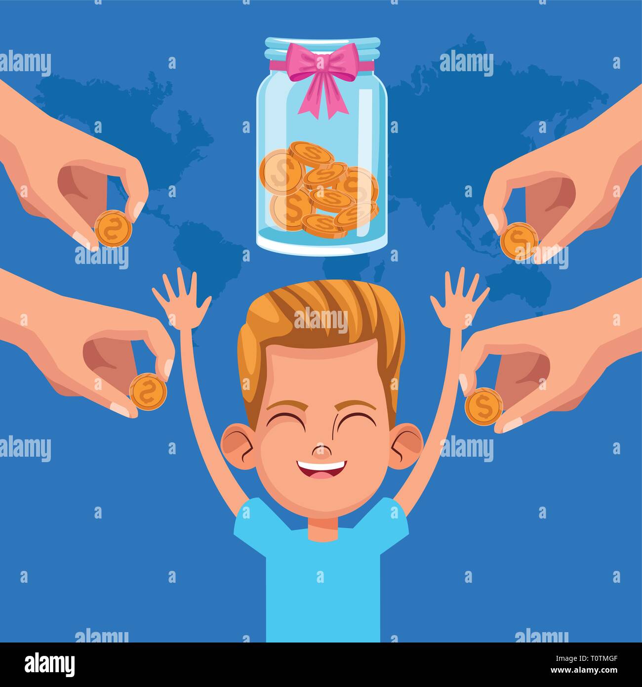 Kid donation charity cartoon Stock Vector Image & Art - Alamy