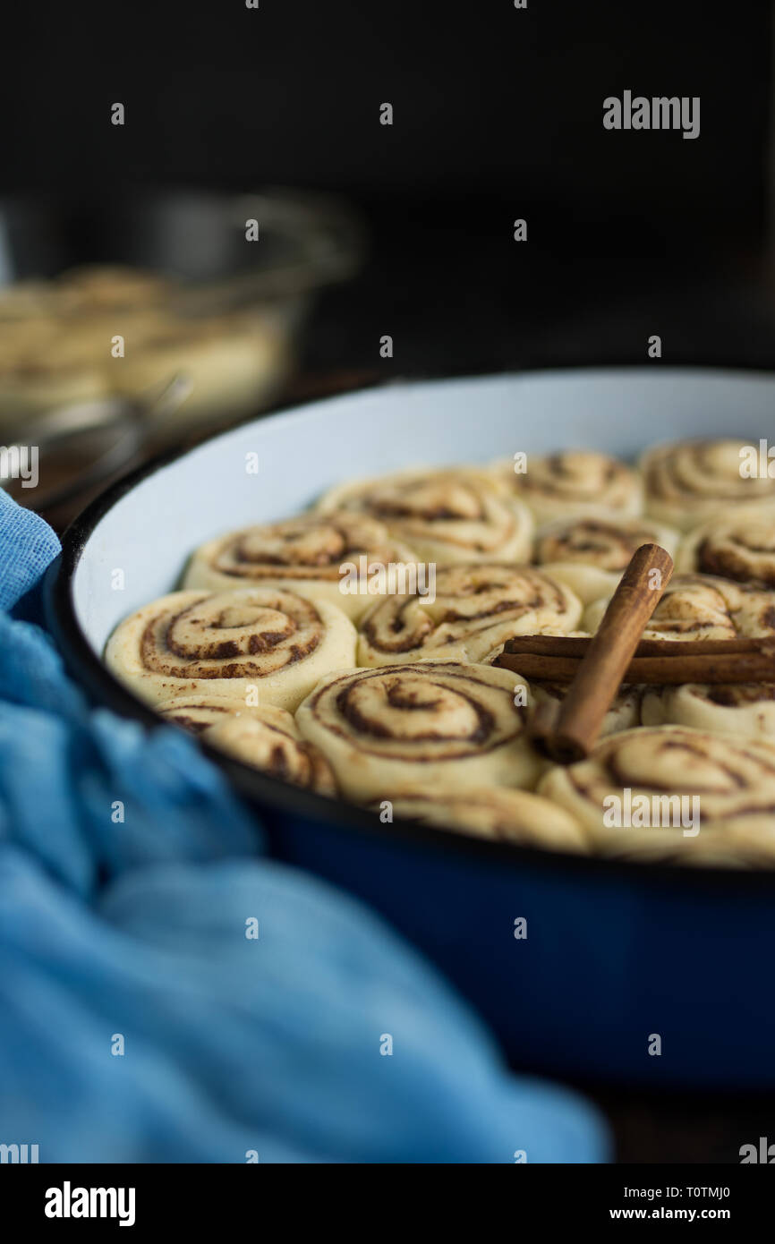 Cinnamon rolls ready to be baked Stock Photo - Alamy