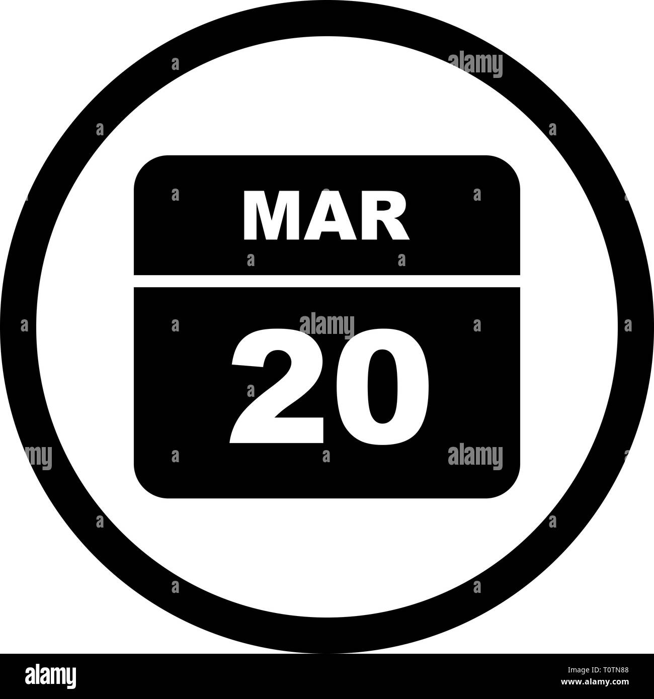 March 20th Date on a Single Day Calendar Stock Photo - Alamy