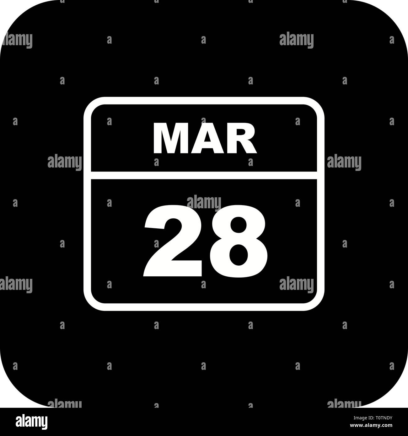 March 28th Date on a Single Day Calendar Stock Photo - Alamy