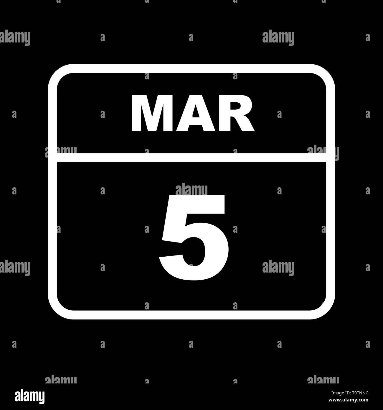 March 5th Date on a Single Day Calendar Stock Photo - Alamy