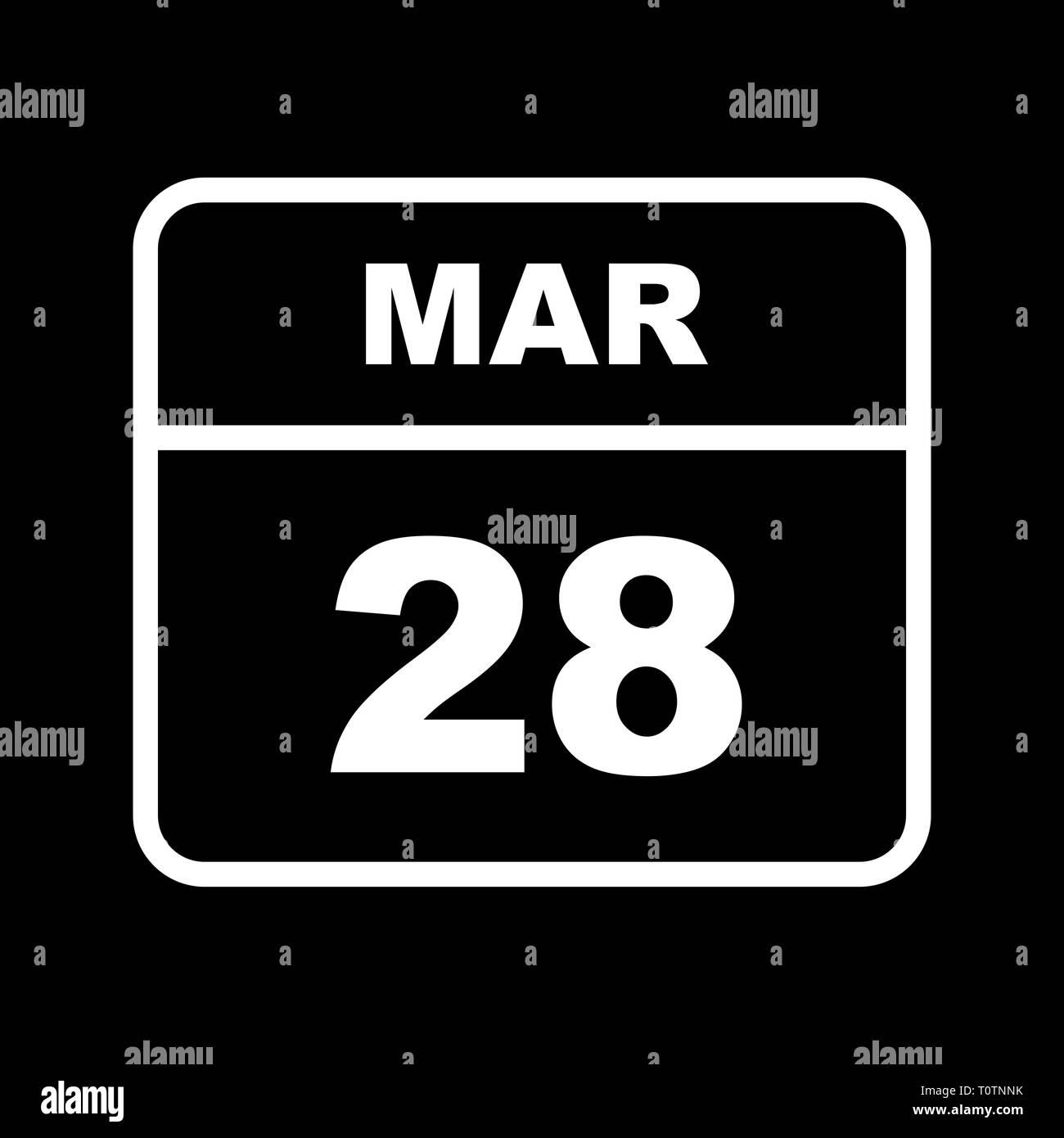 March 28th Date on a Single Day Calendar Stock Photo - Alamy