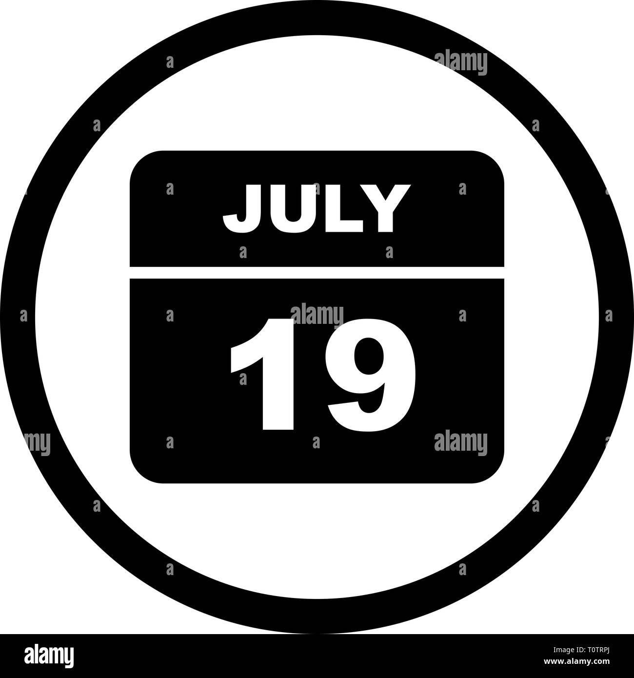 July 19th Date on a Single Day Calendar Stock Photo - Alamy
