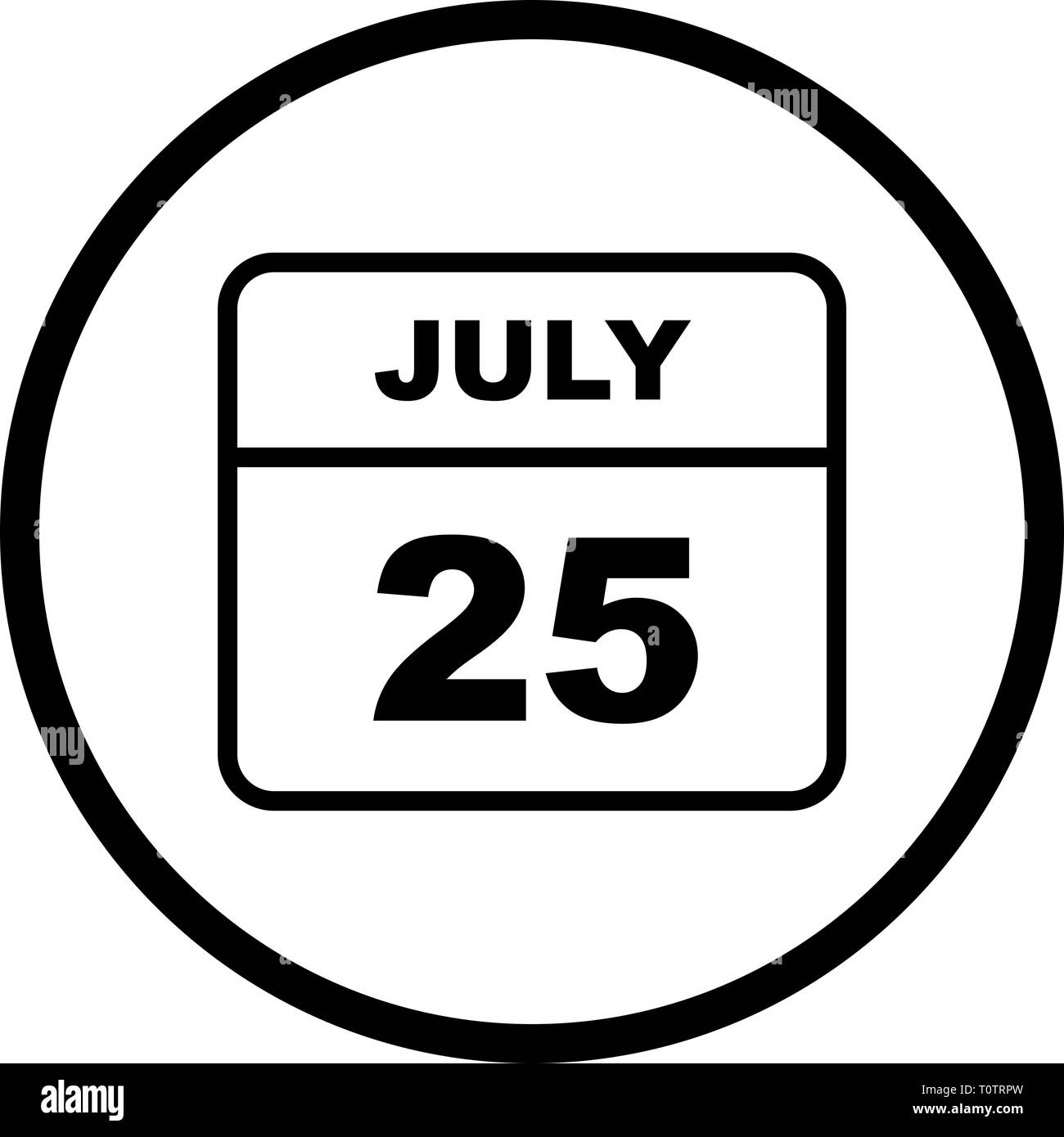 July 25th Date on a Single Day Calendar Stock Photo - Alamy