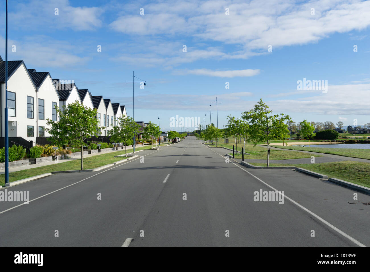 Suburban street new row houses modern high density living environment ...
