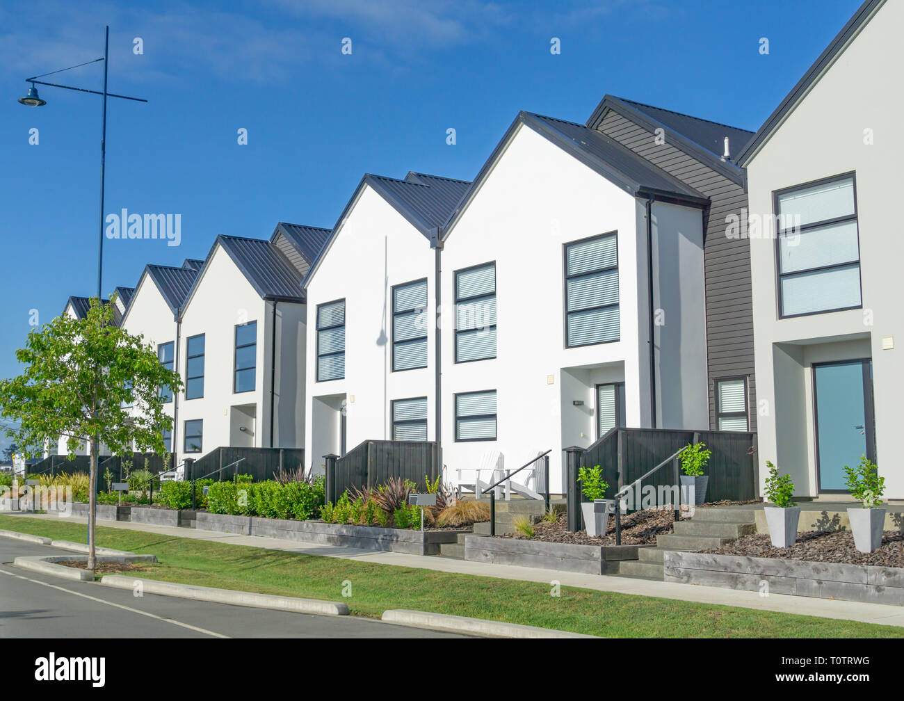 Suburban street new row houses modern high density living environment ...