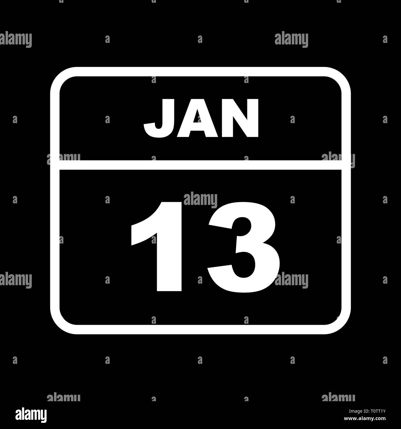 January 13th Date on a Single Day Calendar Stock Photo - Alamy