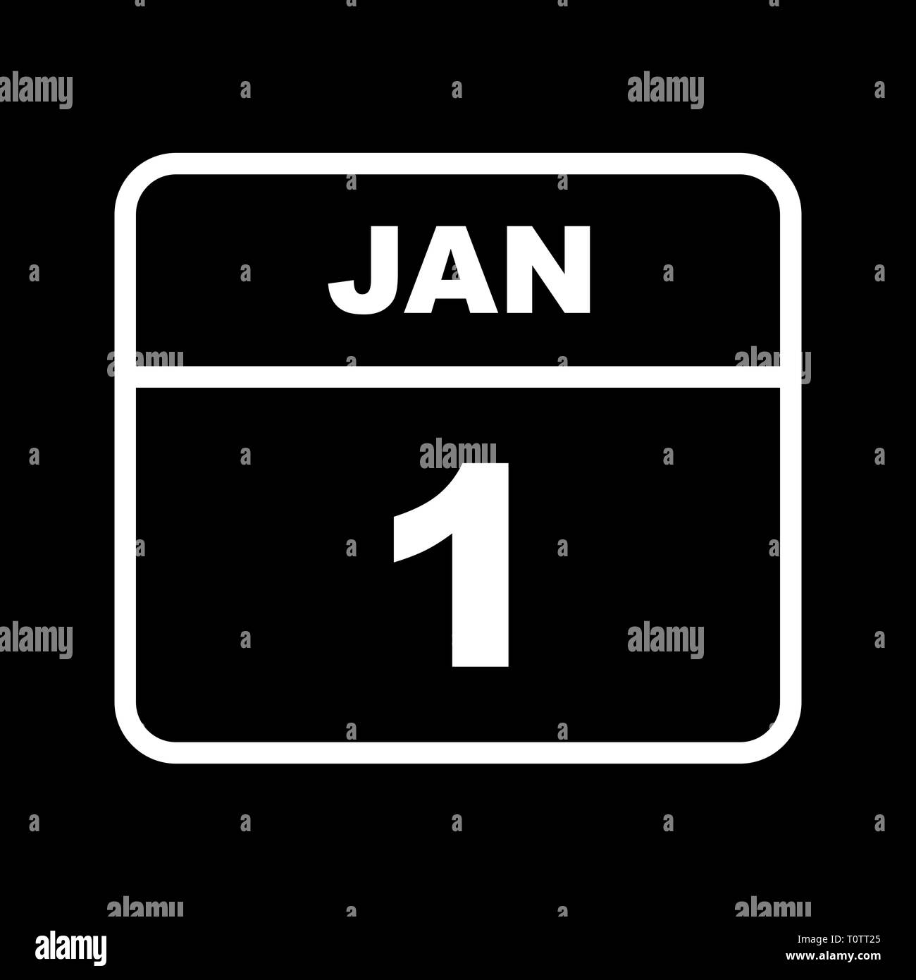 January 1st calendar Black and White Stock Photos & Images - Alamy