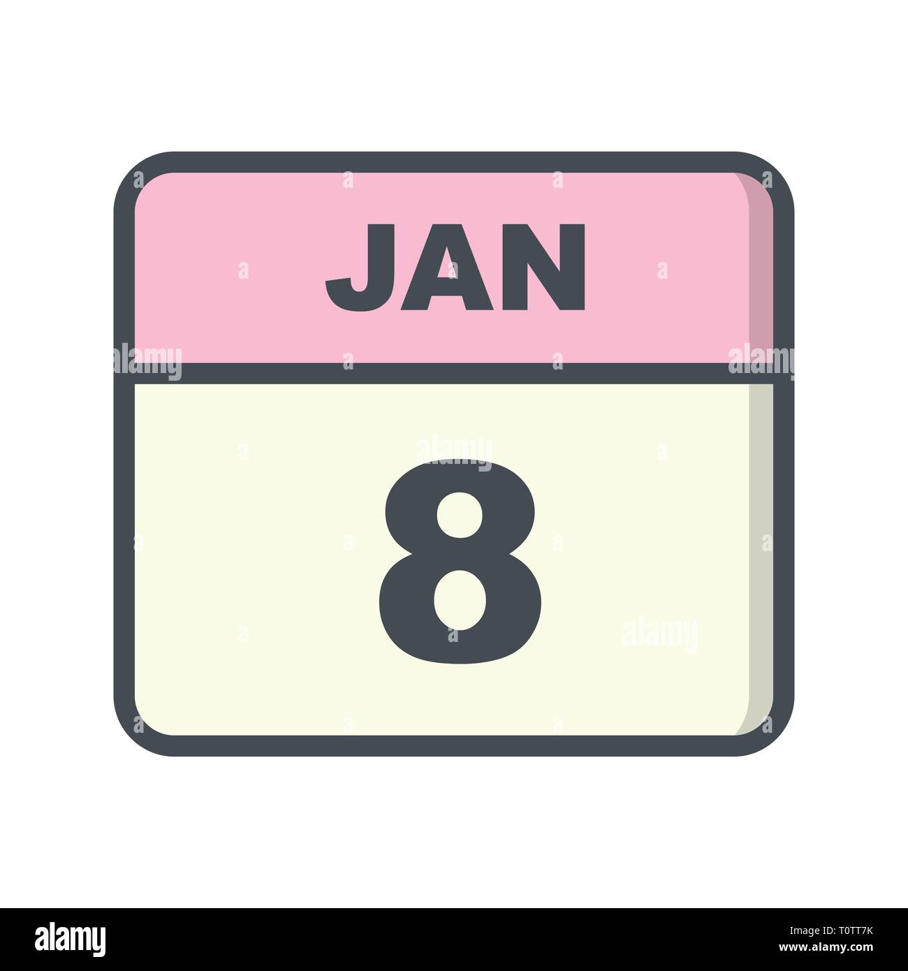 January 8th Date on a Single Day Calendar Stock Photo - Alamy
