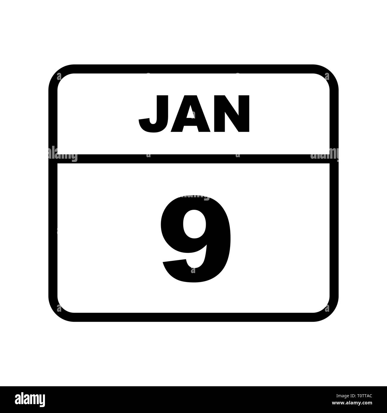 January 9th Date on a Single Day Calendar Stock Photo - Alamy