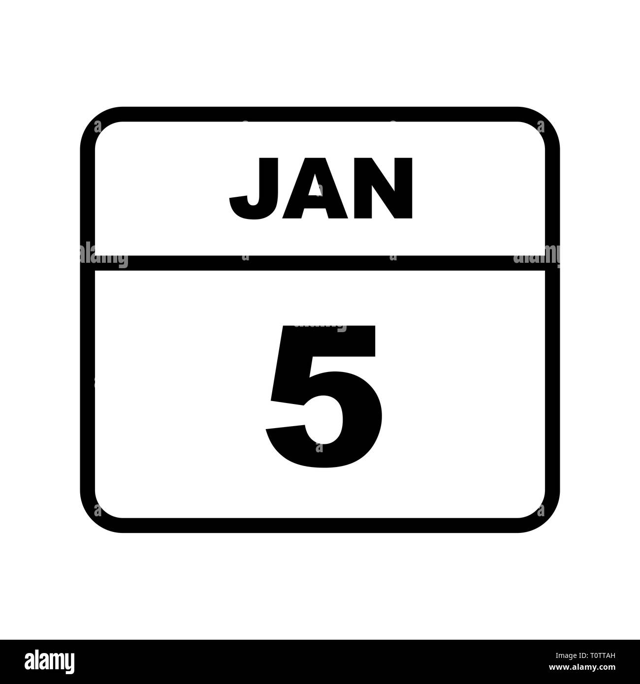 January 5th Date on a Single Day Calendar Stock Photo - Alamy