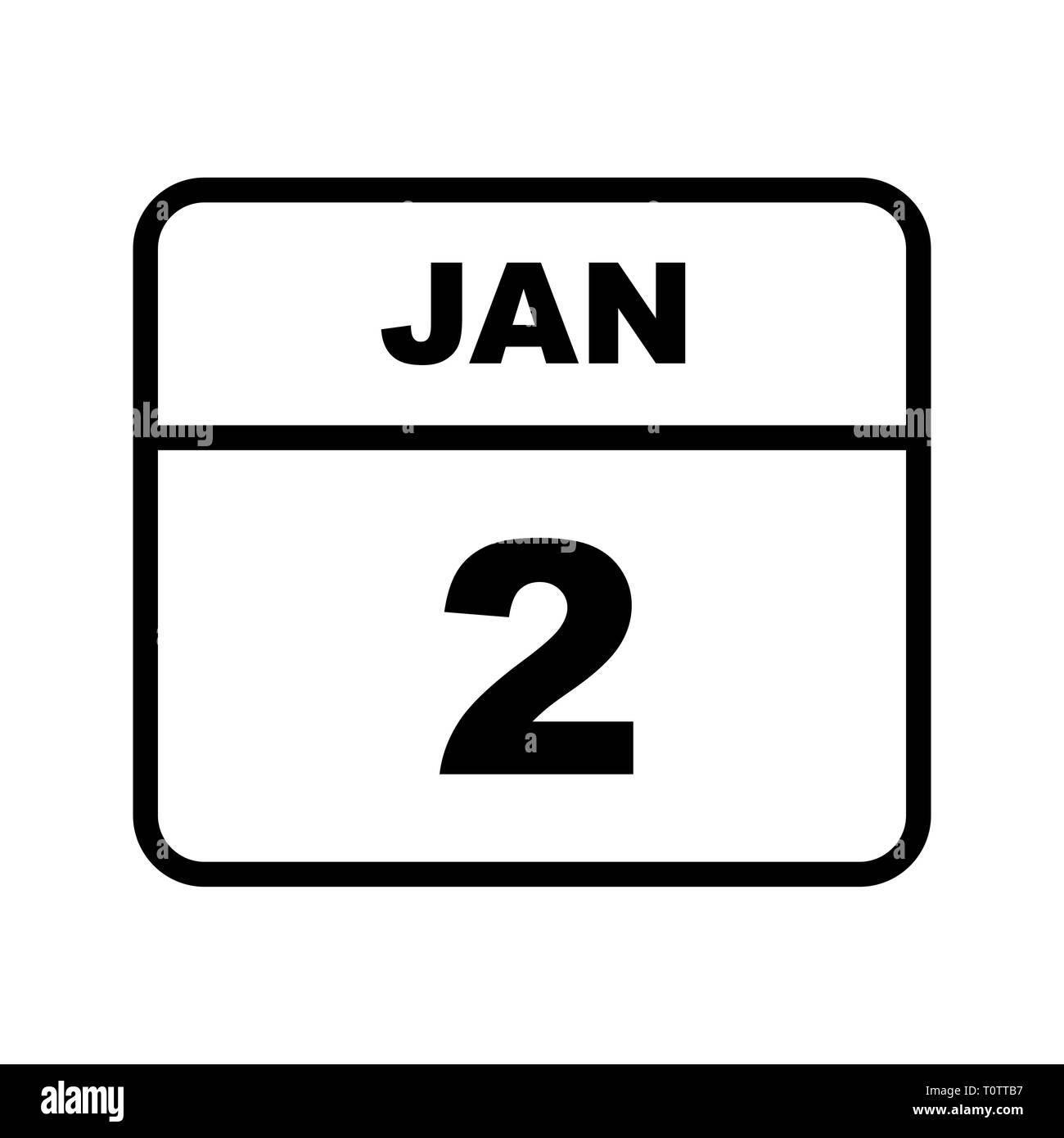January 2nd Date on a Single Day Calendar Stock Photo - Alamy