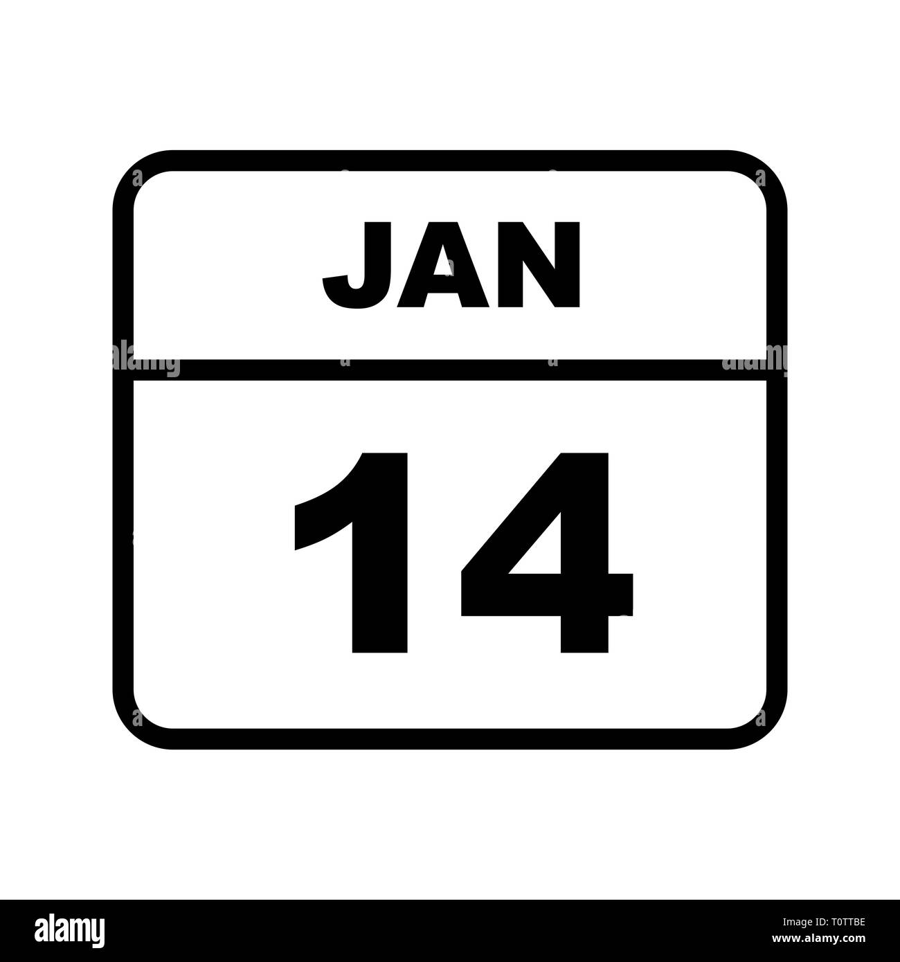 January 14th Date on a Single Day Calendar Stock Photo - Alamy