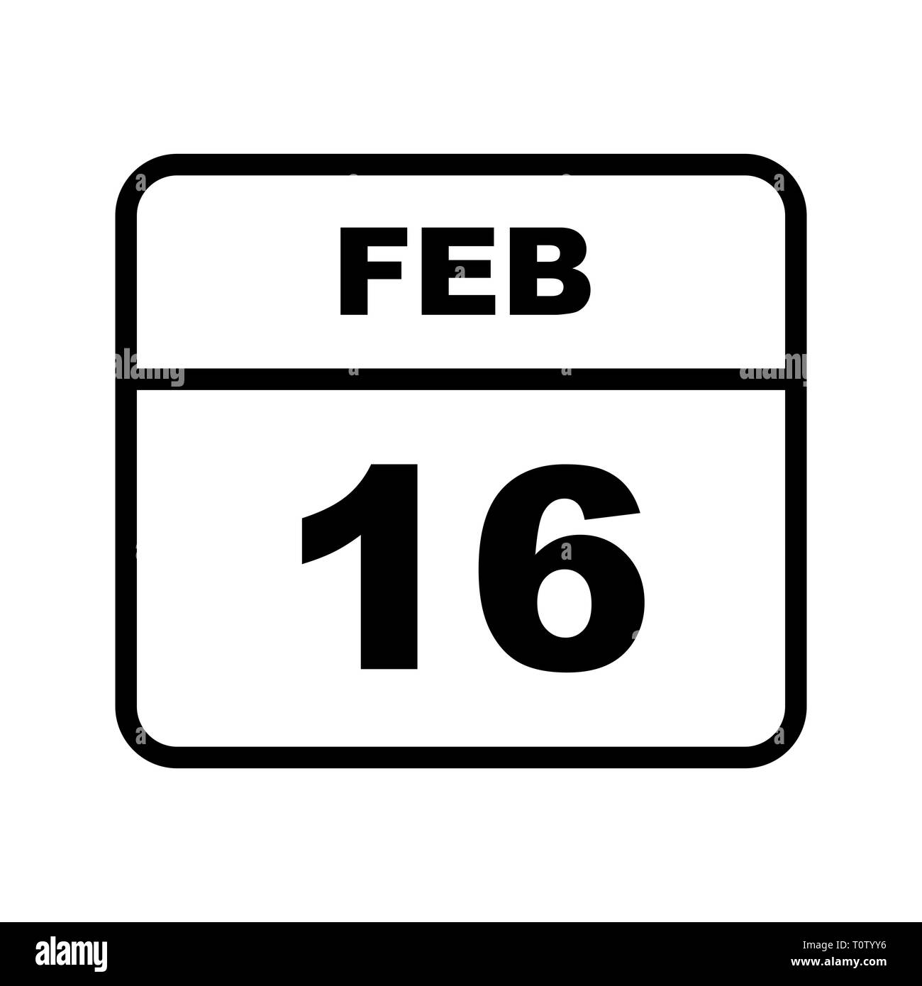February 16th Date on a Single Day Calendar Stock Photo - Alamy