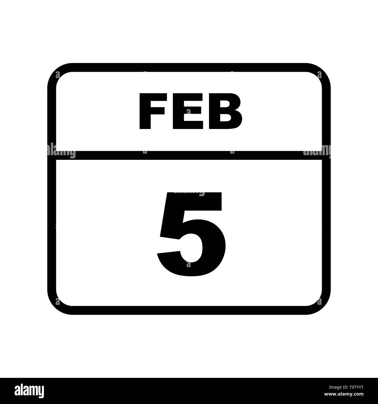 February 5th Date on a Single Day Calendar Stock Photo - Alamy