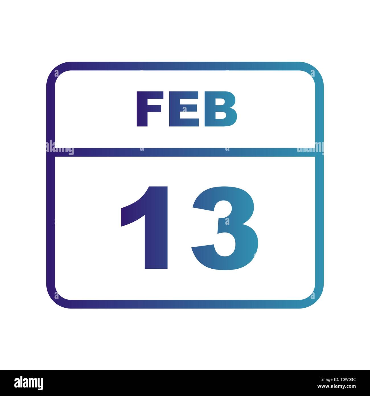 February 13th Date on a Single Day Calendar Stock Photo - Alamy