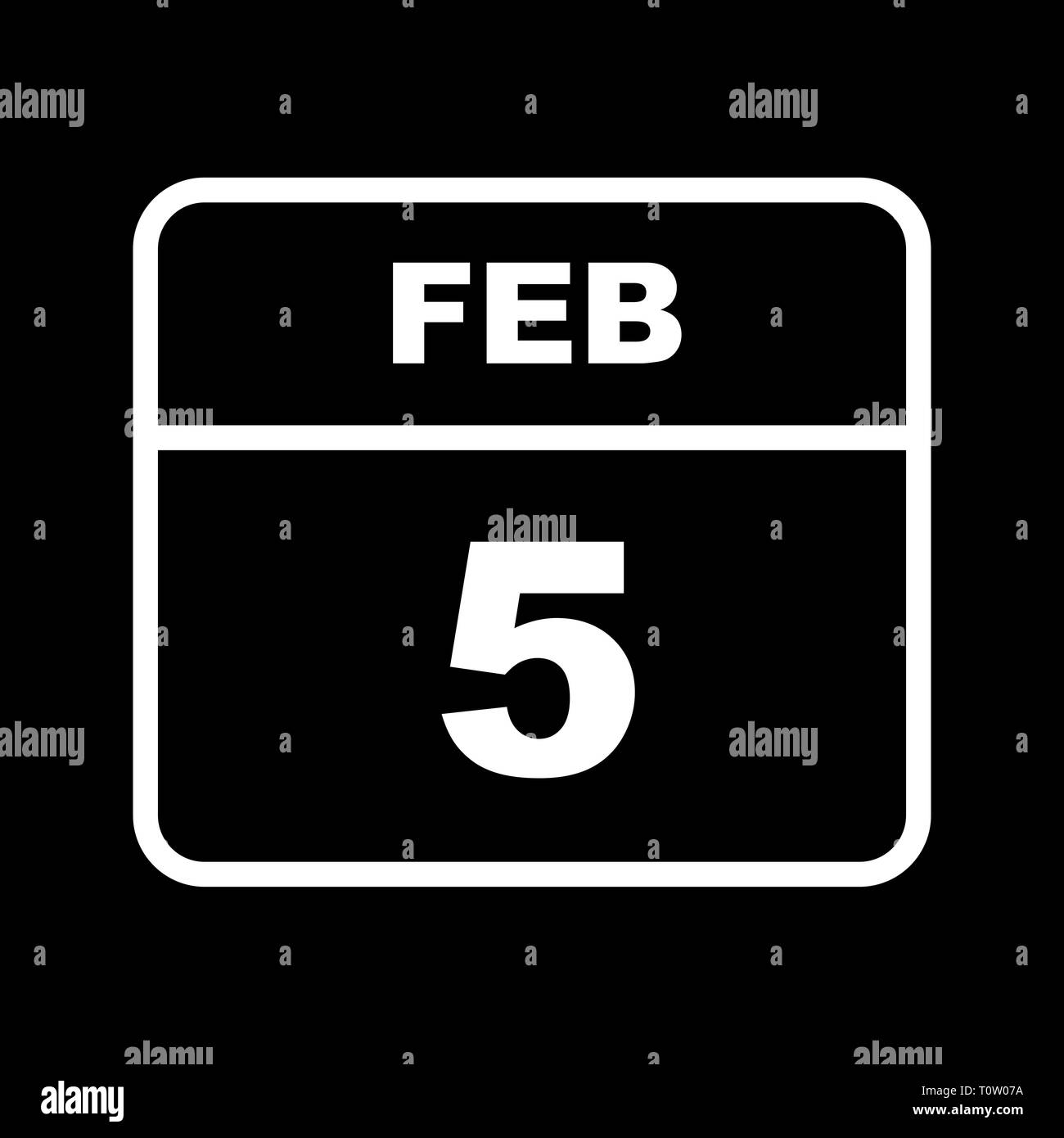 February 5th Date on a Single Day Calendar Stock Photo - Alamy