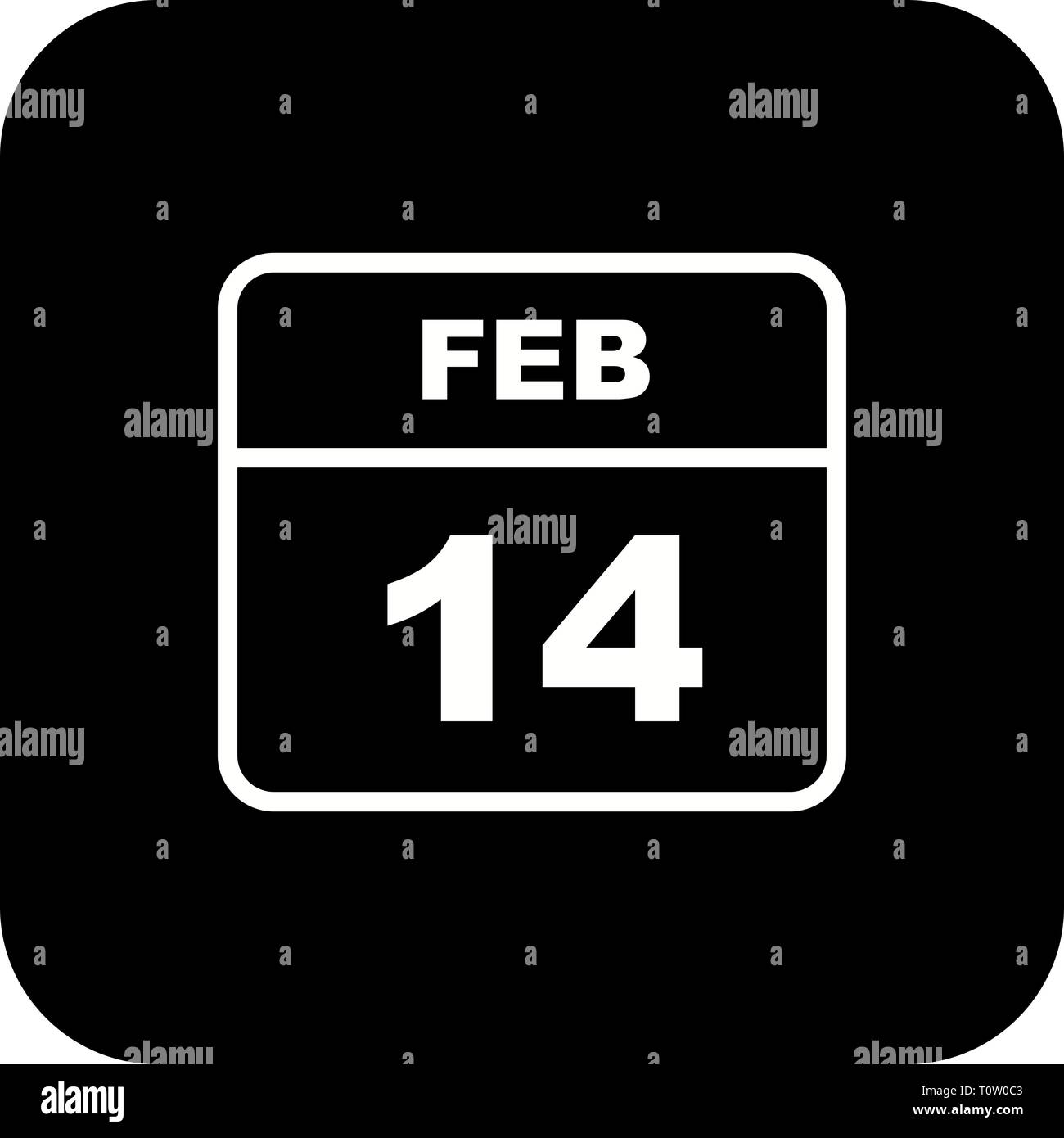 14th feb calendar Black and White Stock Photos & Images - Alamy