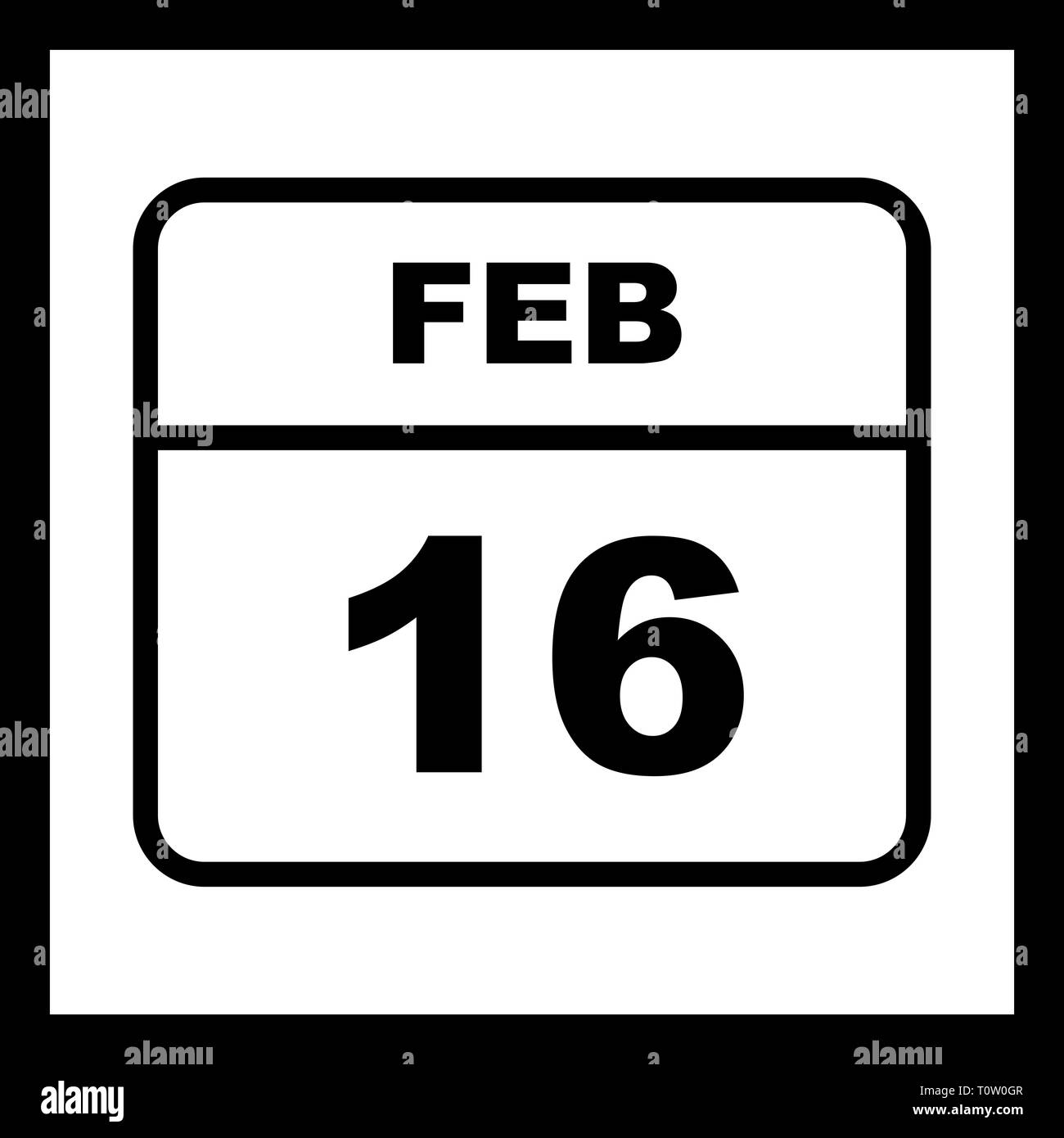 February 16th Date on a Single Day Calendar Stock Photo - Alamy