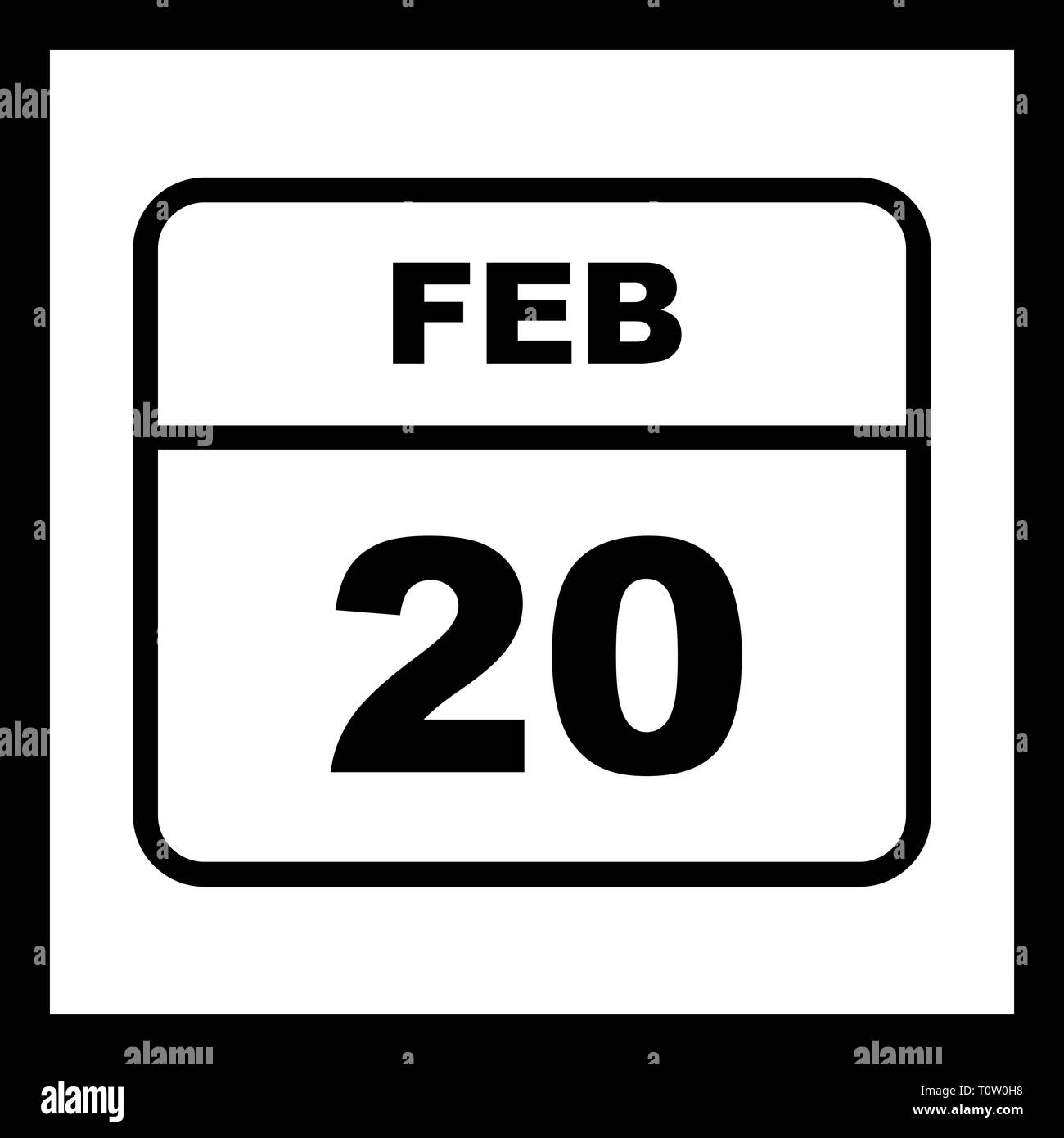 February 20th Date on a Single Day Calendar Stock Photo - Alamy