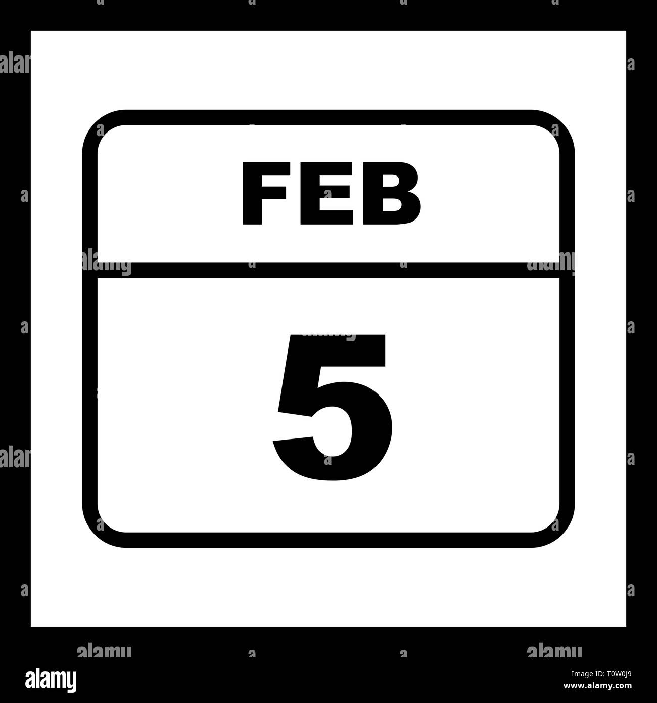 February 5th Date on a Single Day Calendar Stock Photo - Alamy